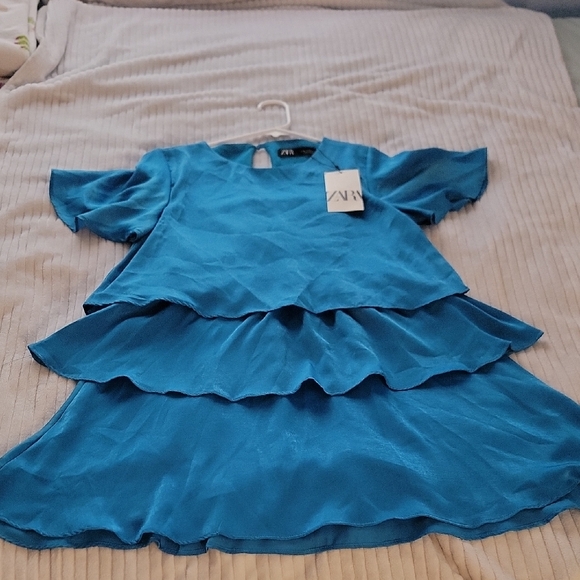 Zara | Dresses | Zara Vibrant Blue Tiered Dress | Poshmark